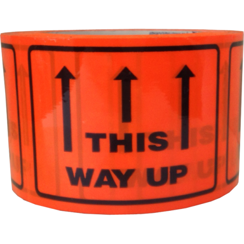 “This Way Up” Printed Labels | 100L x 75W (mm) (650per Roll) | The Boxman